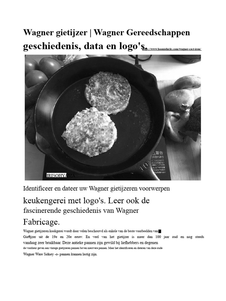 Wagner Gietijzer - Geschiedenis, Data en Logo's Van Wagner Ware | PDF