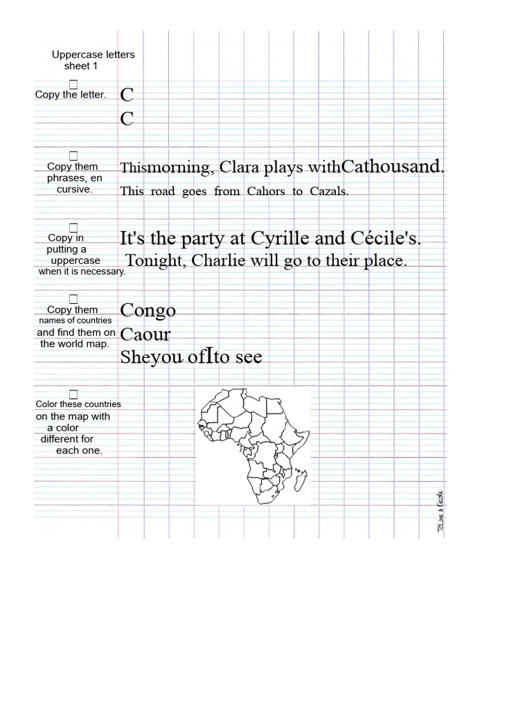 Writing-uppercase-CP-CE1 Cursive | PDF