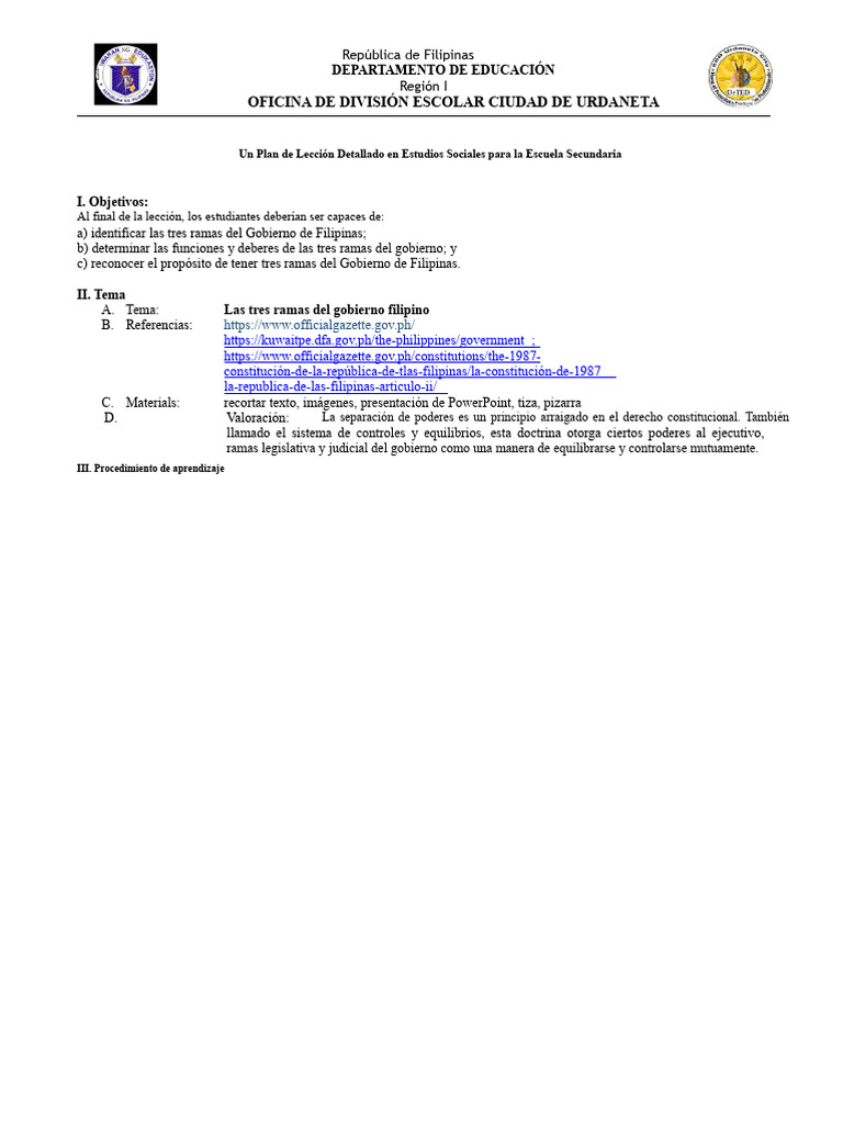 DLP-Tres Ramas Del Gobierno-Jhs | PDF | Separación de poderes