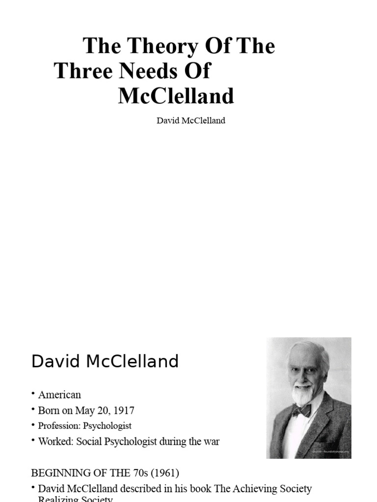 The Theory of McClelland's Three Needs | PDF