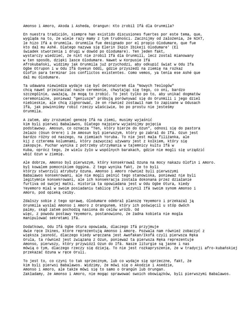 Amoso Amoro Pierwsi Babalawos | PDF