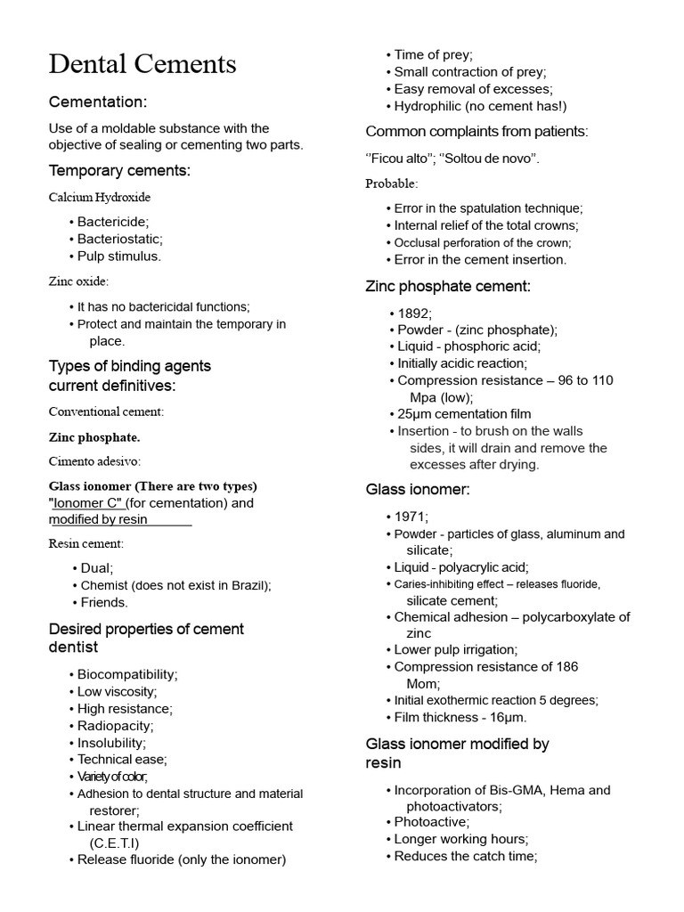 Dental Cements | PDF | Materials | Physical Sciences