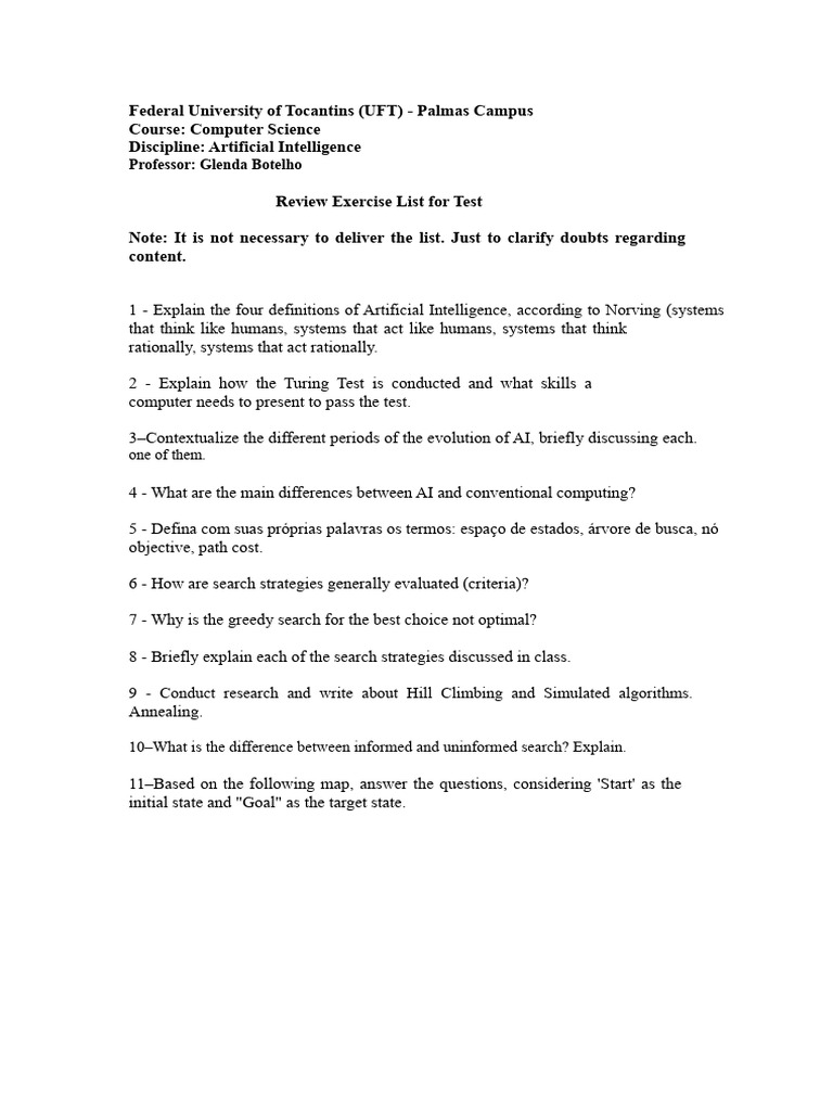 Exercise list - Basic Concepts of Artificial Intelligence | PDF ...