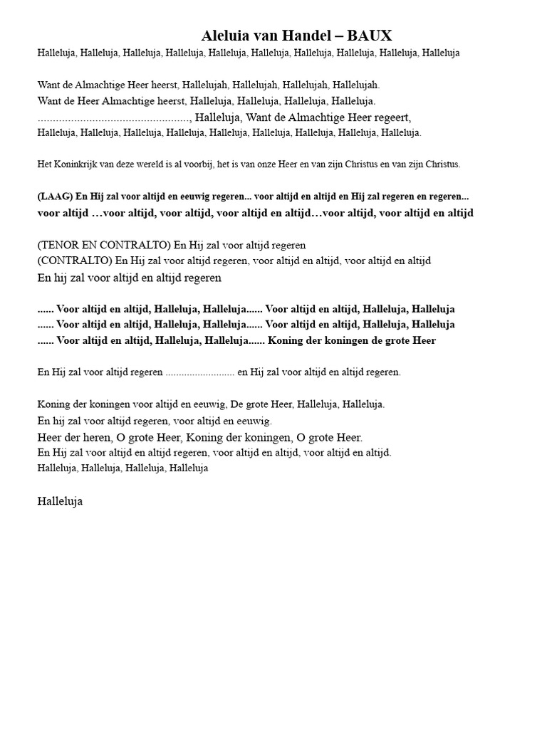 Hallelujah Van Handel - Bas | PDF