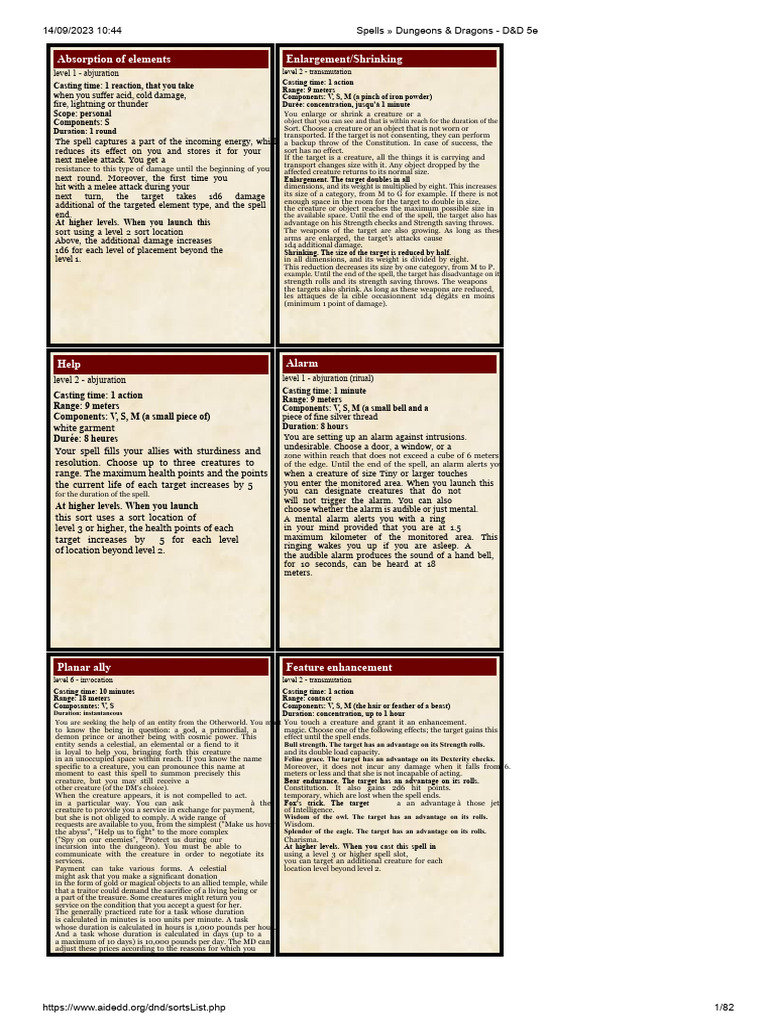 D&D 5e Spell Descriptions and Mechanics | PDF | Dungeons & Dragons