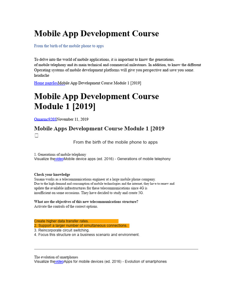 Mobile App Development Course | PDF | Ios | Mobile App