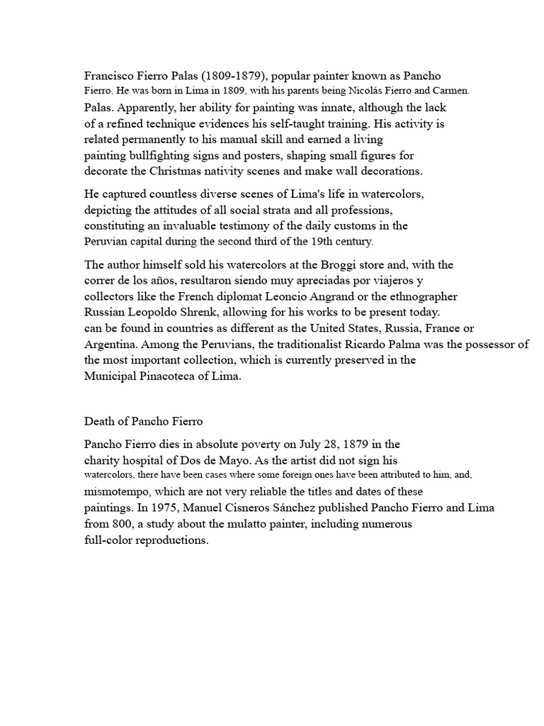 PANCHO FIERRO Biography | PDF