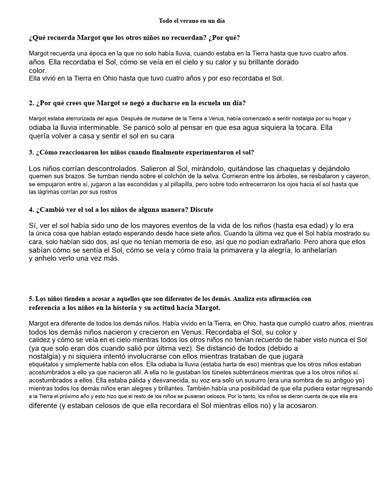 Todo El Verano en Un Día | PDF