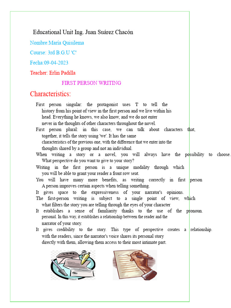 Writing in First, Second, and Third Person | PDF | Narration ...