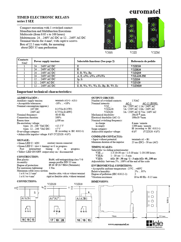 VEO Series Electronic Timer Relays Manual in Spanish | PDF | Mains ...