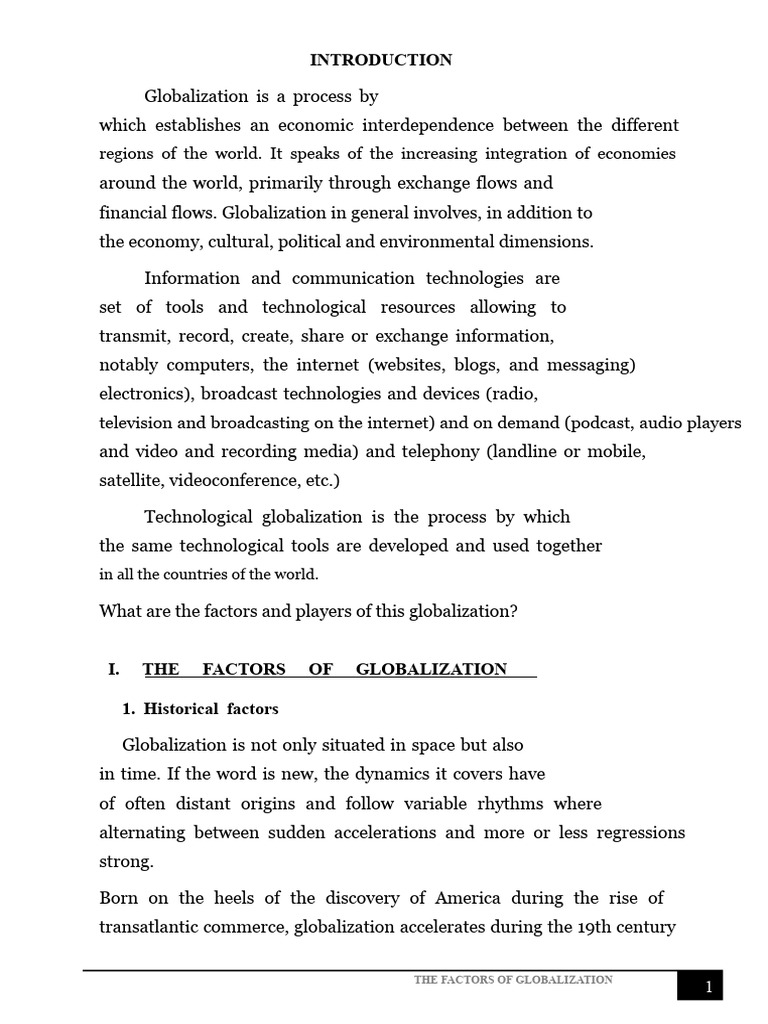 Factors and Players of Globalization | PDF | Globalization ...