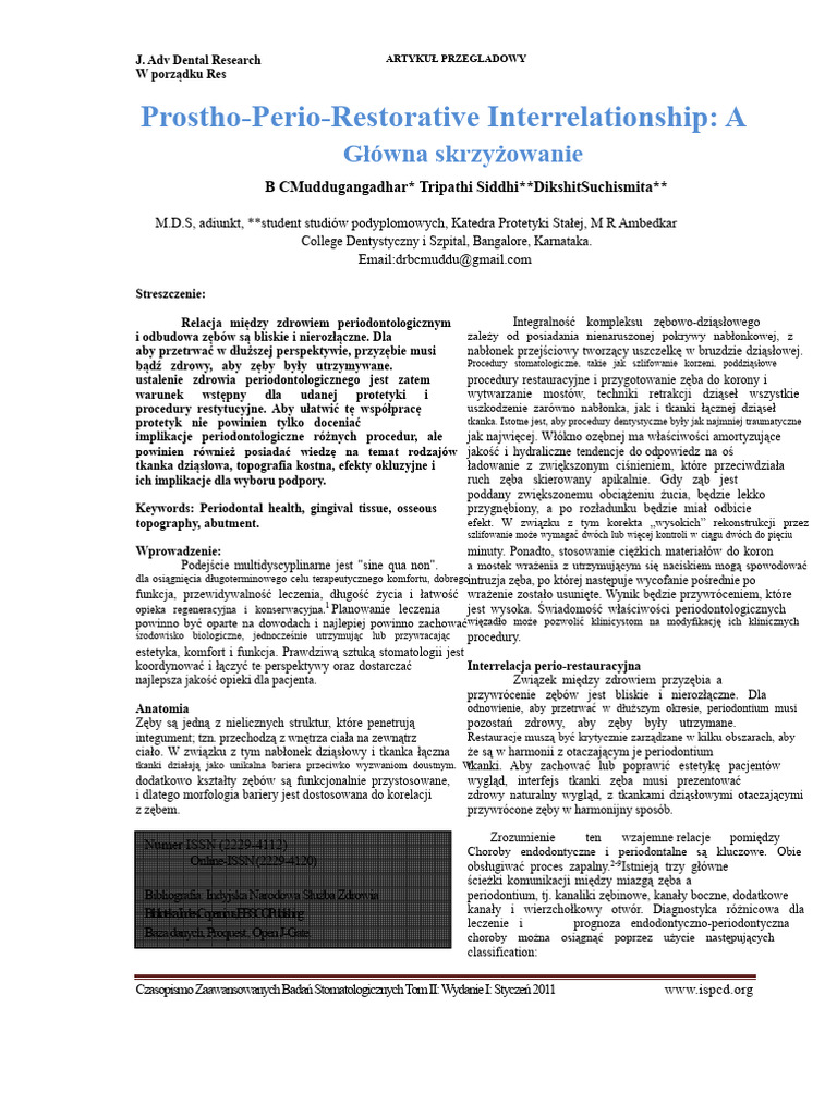 Prosto-Perio-Restauracyjna Interrelacja A | PDF