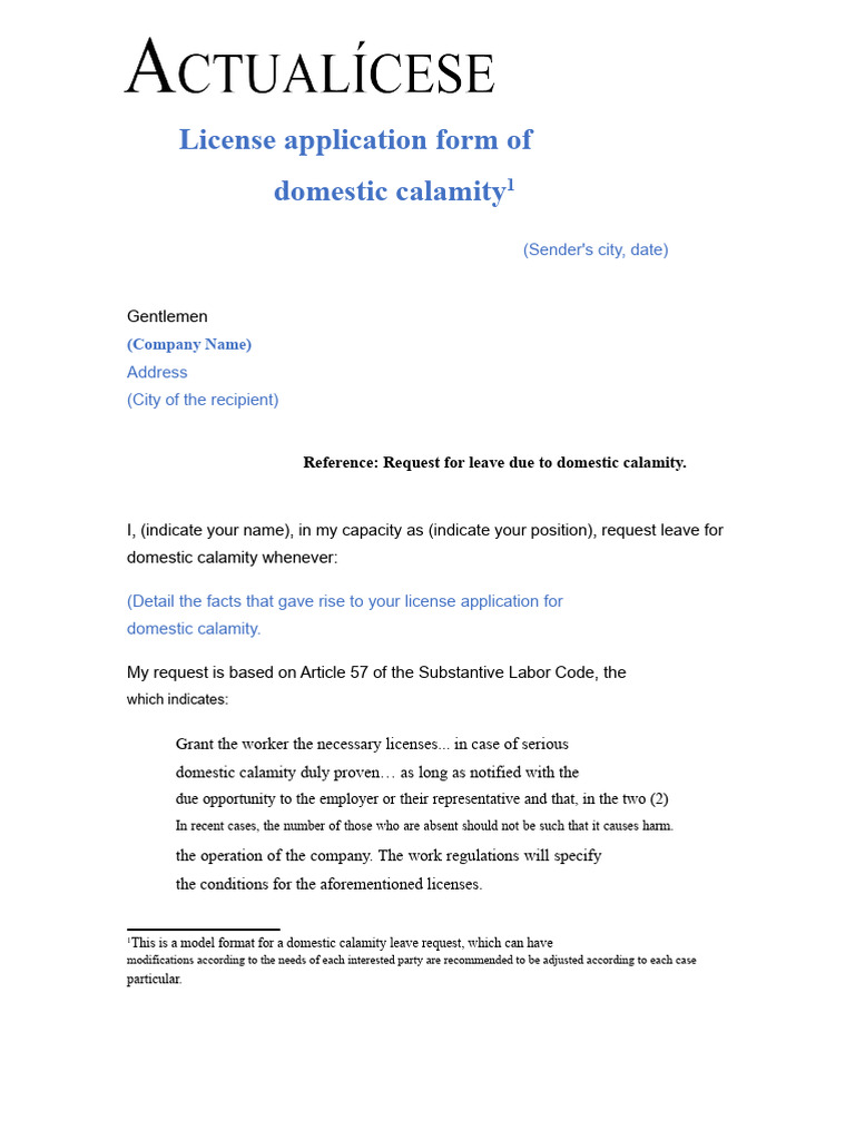 08 Request for leave due to domestic calamity | PDF