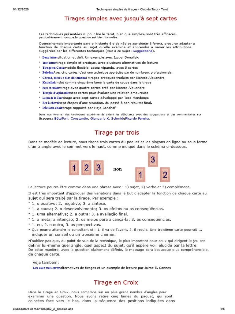Techniques de Tirages de Tarot Simples | PDF | Tarot