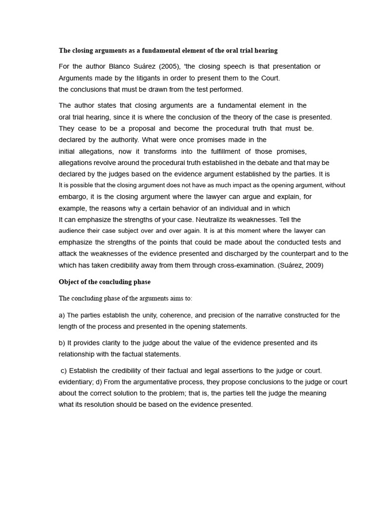 Importance of Closing Arguments in Trials | PDF | Argument | Reason