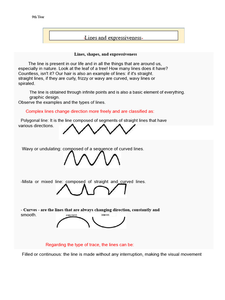 7th Grade - Art - Lesson 01 - Lines, Shapes, and Expressiveness | PDF ...