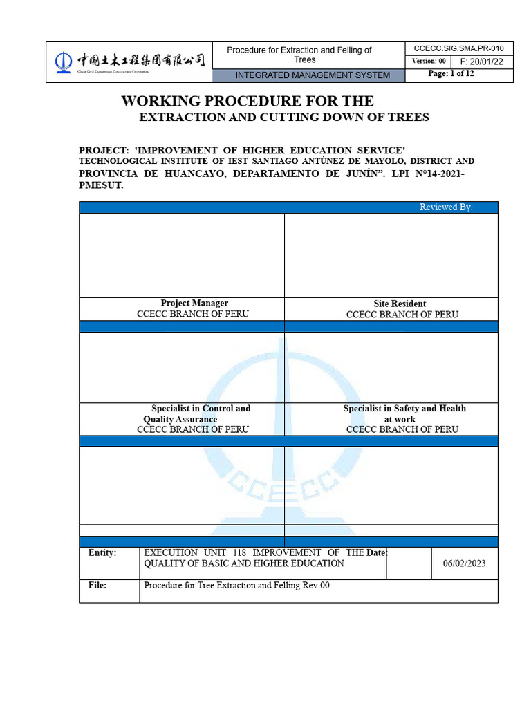 Tree Felling Work Procedure (2) | PDF | Occupational Safety And Health ...
