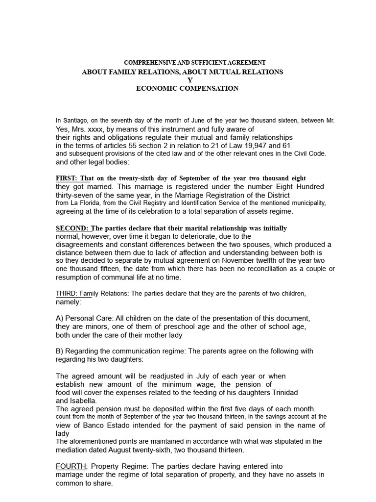 Complete and Sufficient Agreement Good Address | PDF | Marriage ...