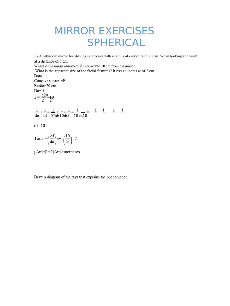 mirror exercises | PDF | Mirror | Glass Engineering And Science