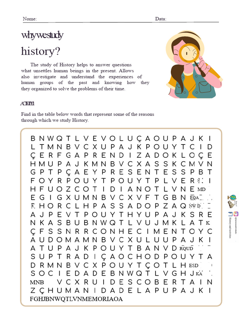 Activity For The 6th Grade Why Do We Study History | PDF | Knowledge ...