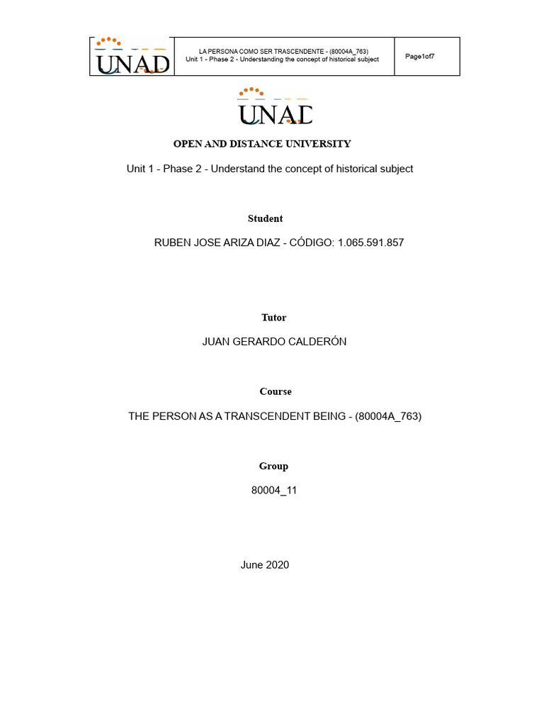 Unit 1 - Phase 2 - Understanding The Concept of Historical Subject | PDF