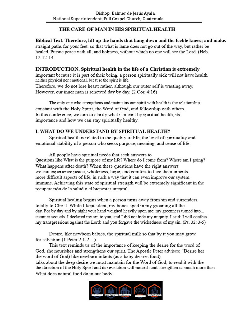 The care of man in his spiritual health | PDF | Jesus | Eucharist
