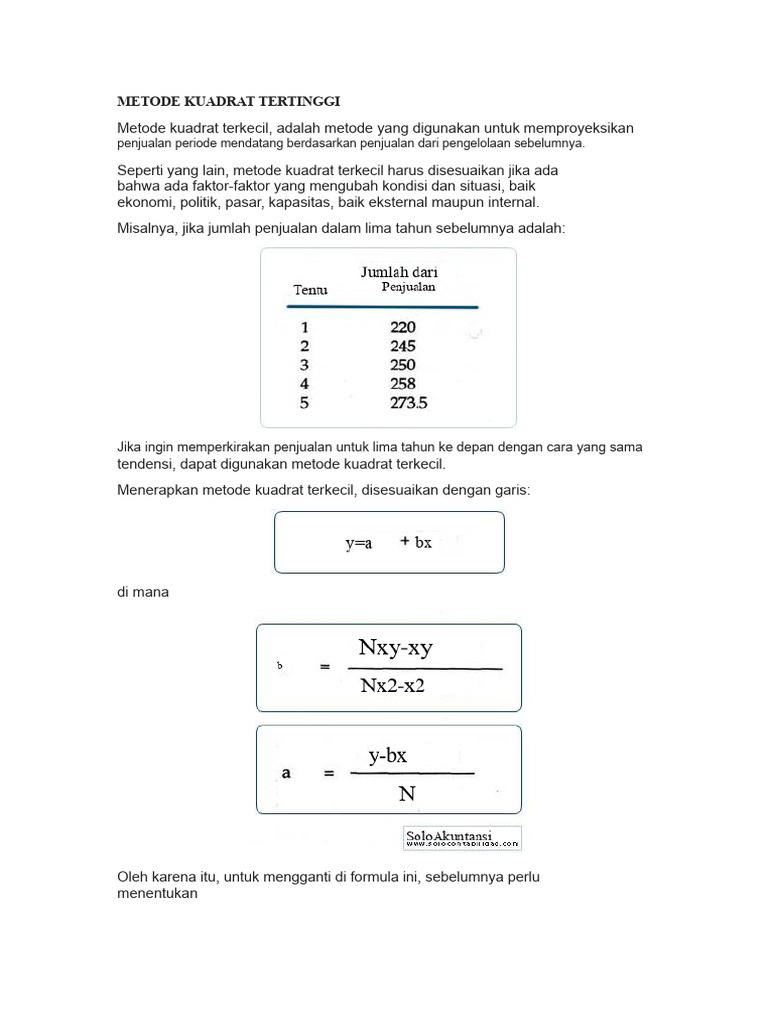 Proyeksi Penjualan Metode Kuadrat Terkecil | PDF