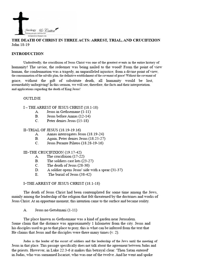 The Death of Christ in Three Acts: Arrest, Trial, and Crucifixion | PDF ...