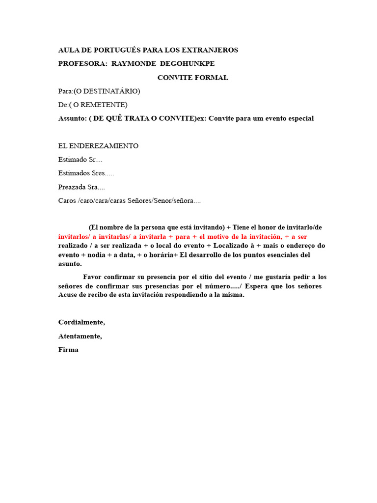 Invitación Formal Estructura | PDF