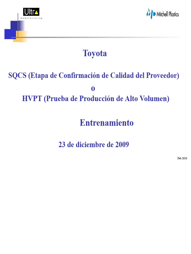 Confirmación de Calidad Del Proveedor SQCS Etapa HVPT (Prueba de ...