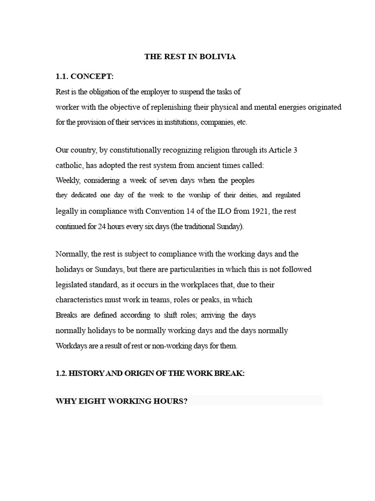 Legal Rest and Work Hours in Bolivia | PDF | Overtime | Working Time
