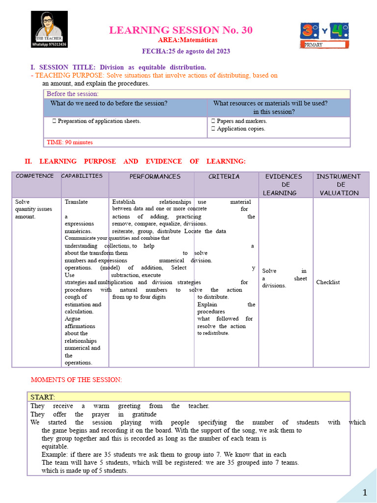 SESSION 30-IV-CYCLE-MATH-Division as equitable distribution | PDF ...