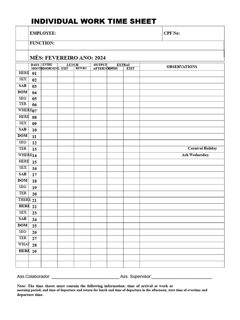 Time Sheet February 2024. | PDF