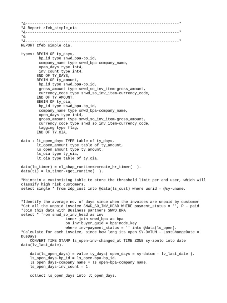 06 OIA Scenario ABAP Code | PDF | Computing
