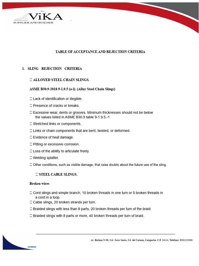 Sling and Hook Rejection Criteria Guide | PDF | Rope | Wire