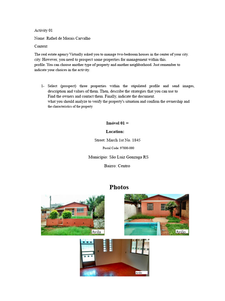 Activity 01 Real Estate Agency | PDF