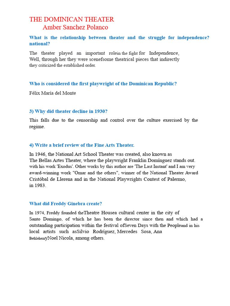 The Dominican Theater | PDF | Dominican Republic