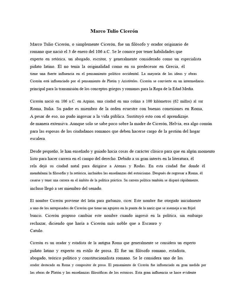 Marco Tulio Cicerón (Enero Hermoso) | PDF | Cicerón | Estoicismo