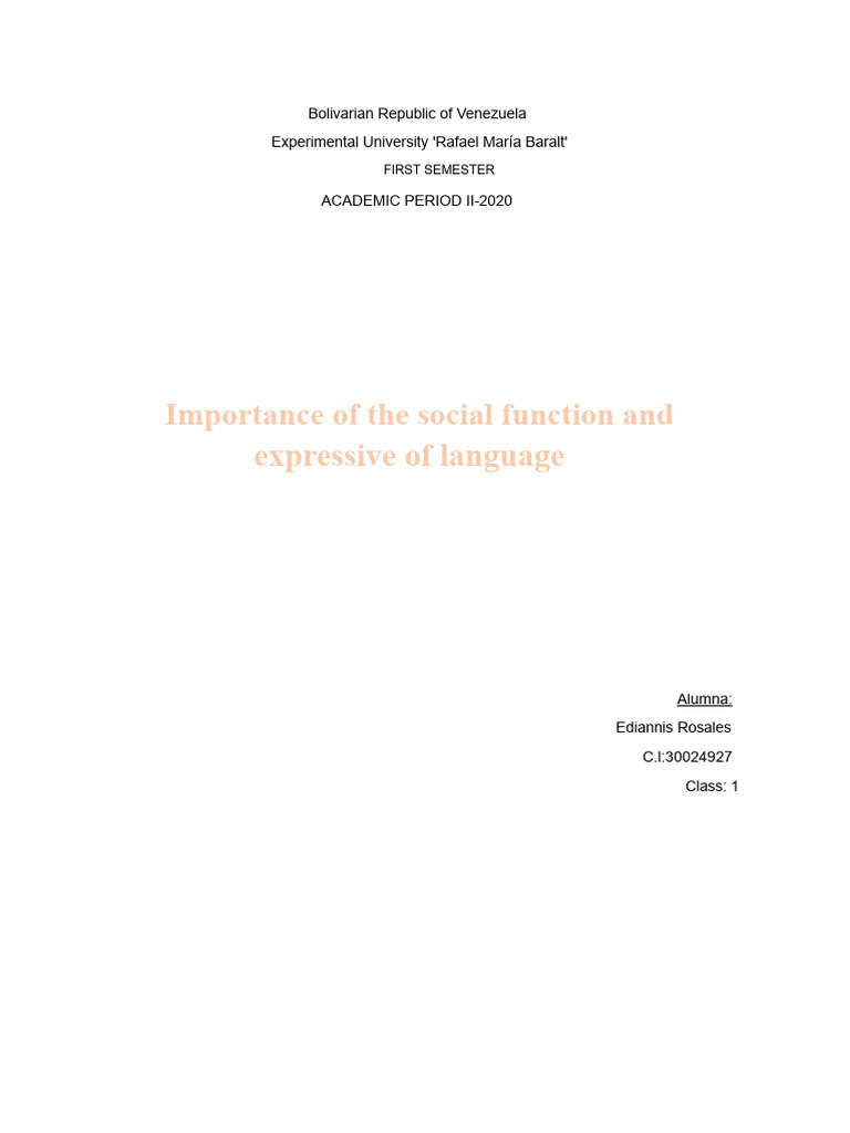 importance of the social and expressive function of language | PDF ...