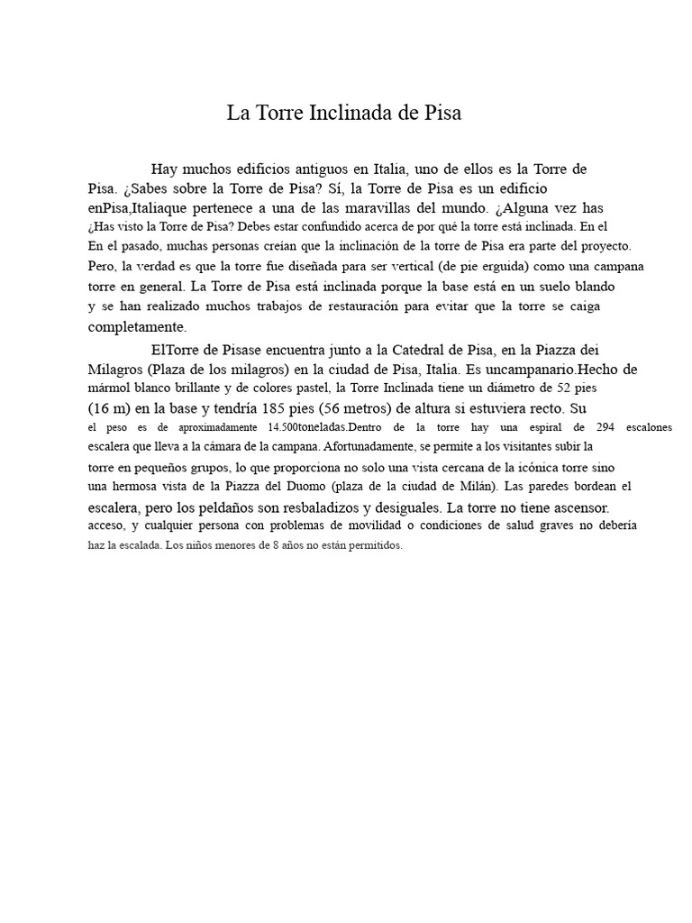 La Torre Inclinada de Pisa | PDF