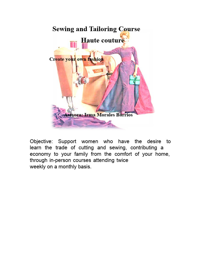 Sewing and Tailoring Course Overview | PDF | Sewing | Sewing Machine