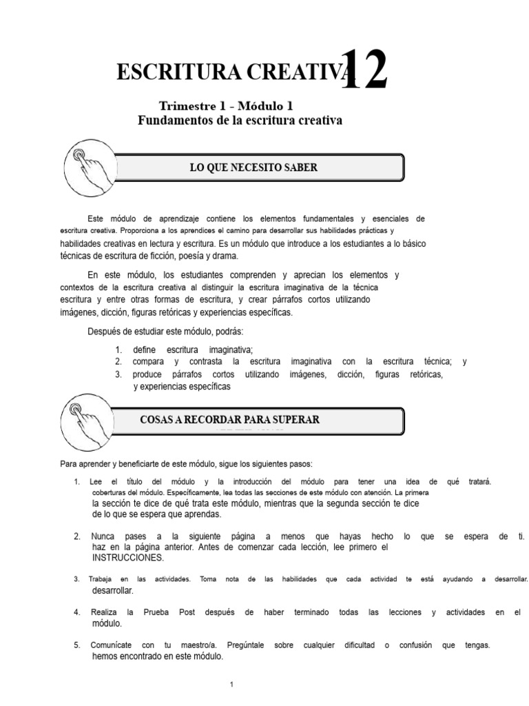 Módulo 1 de Escritura Creativa | PDF | No ficción | Cuentos