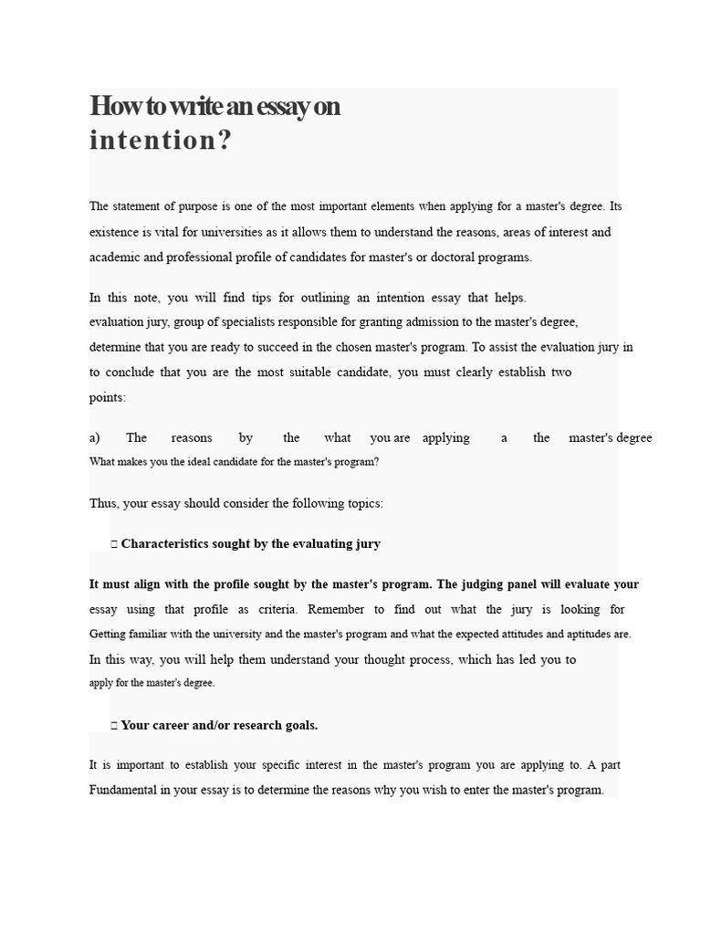 Master’s Intent Essay Writing Guide | PDF | Essays | Cognition