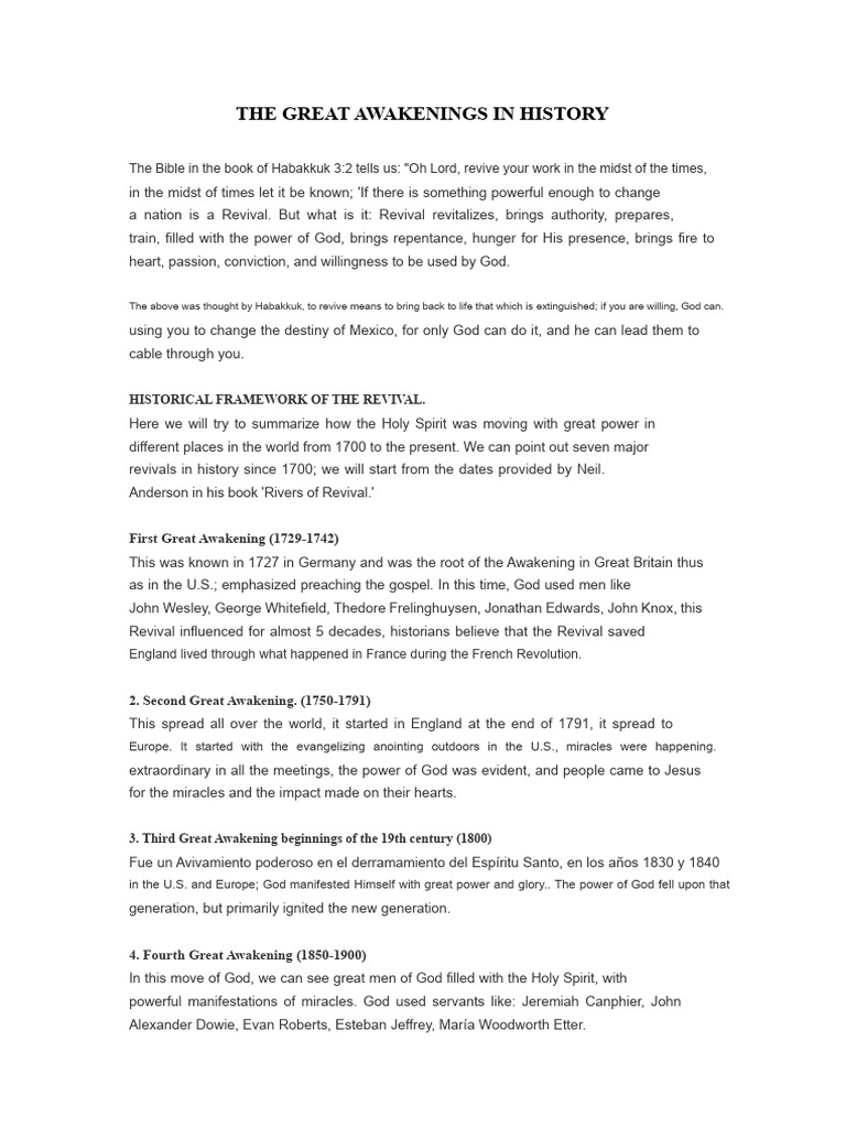 Major Historical Revivals Overview | PDF | Christian Revival ...