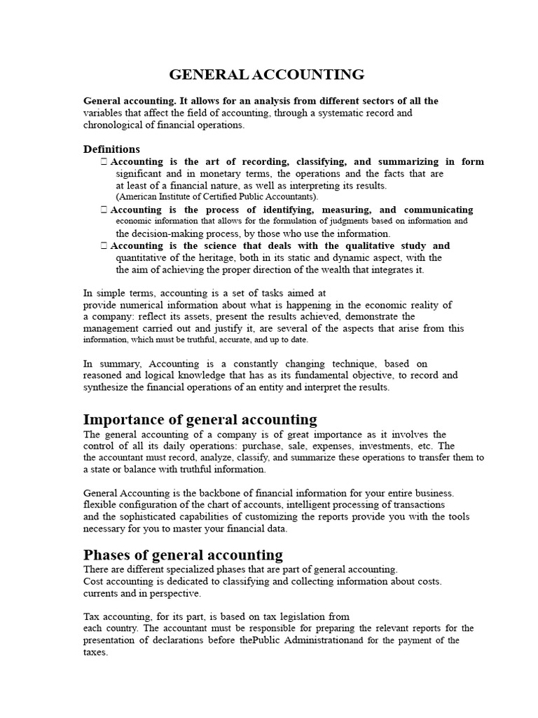 GENERAL ACCOUNTING | PDF | Accounting | Information