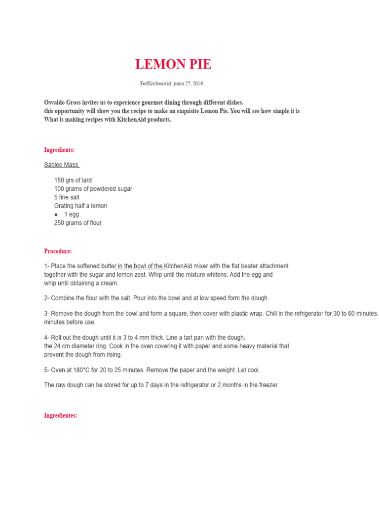 LEMON PIE - Gross | PDF | Meringue | Egg White