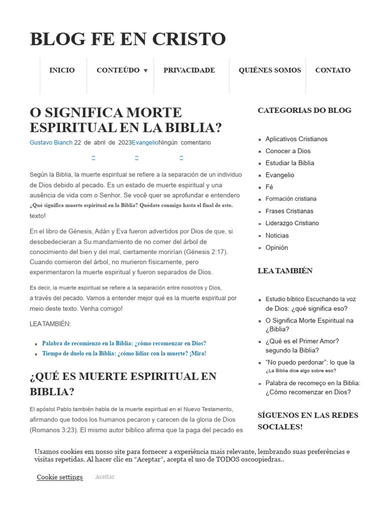 ¿Qué significa la muerte espiritual en la Biblia? | PDF | Pecado ...