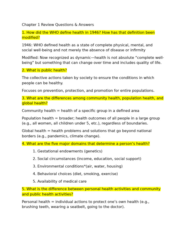Public Health Concepts and Definitions | PDF | Public Health | Health ...