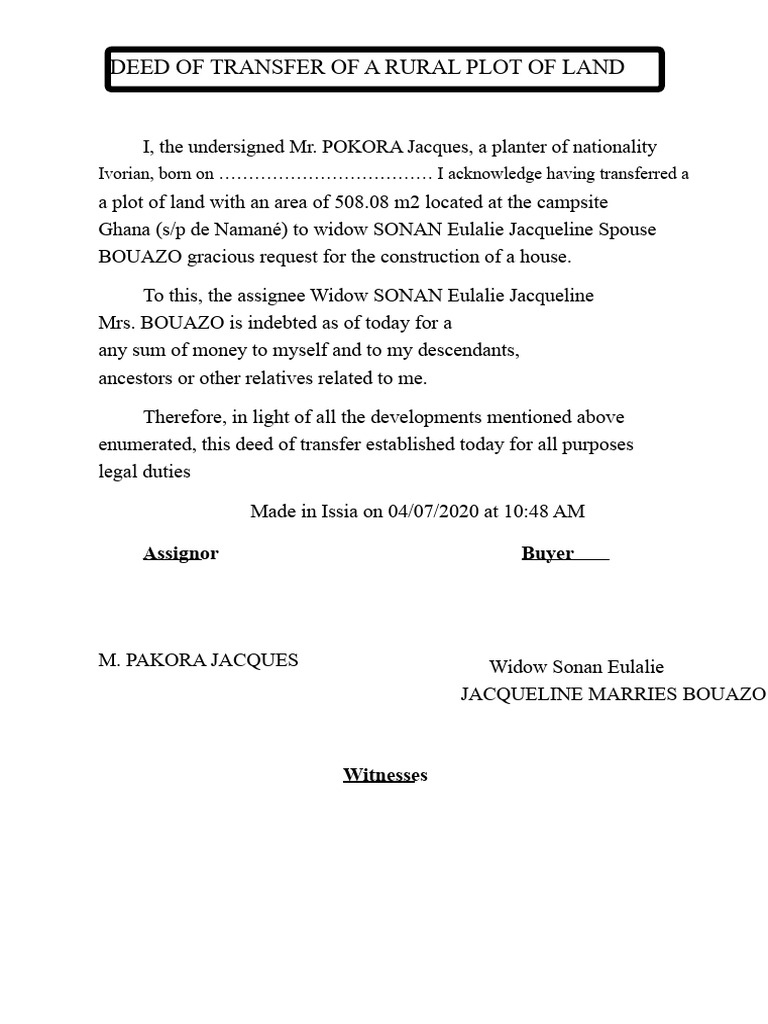 DEED OF TRANSFER | PDF