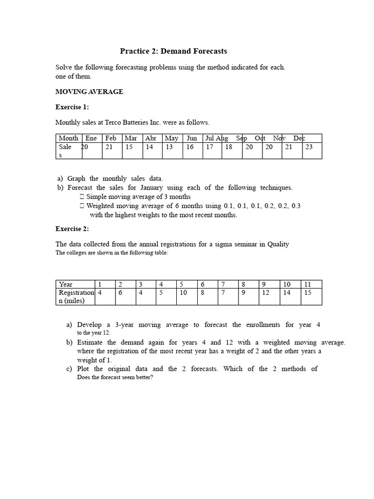 Practice 2 _Demand Forecasting (Different Methods) | PDF | Forecasting ...